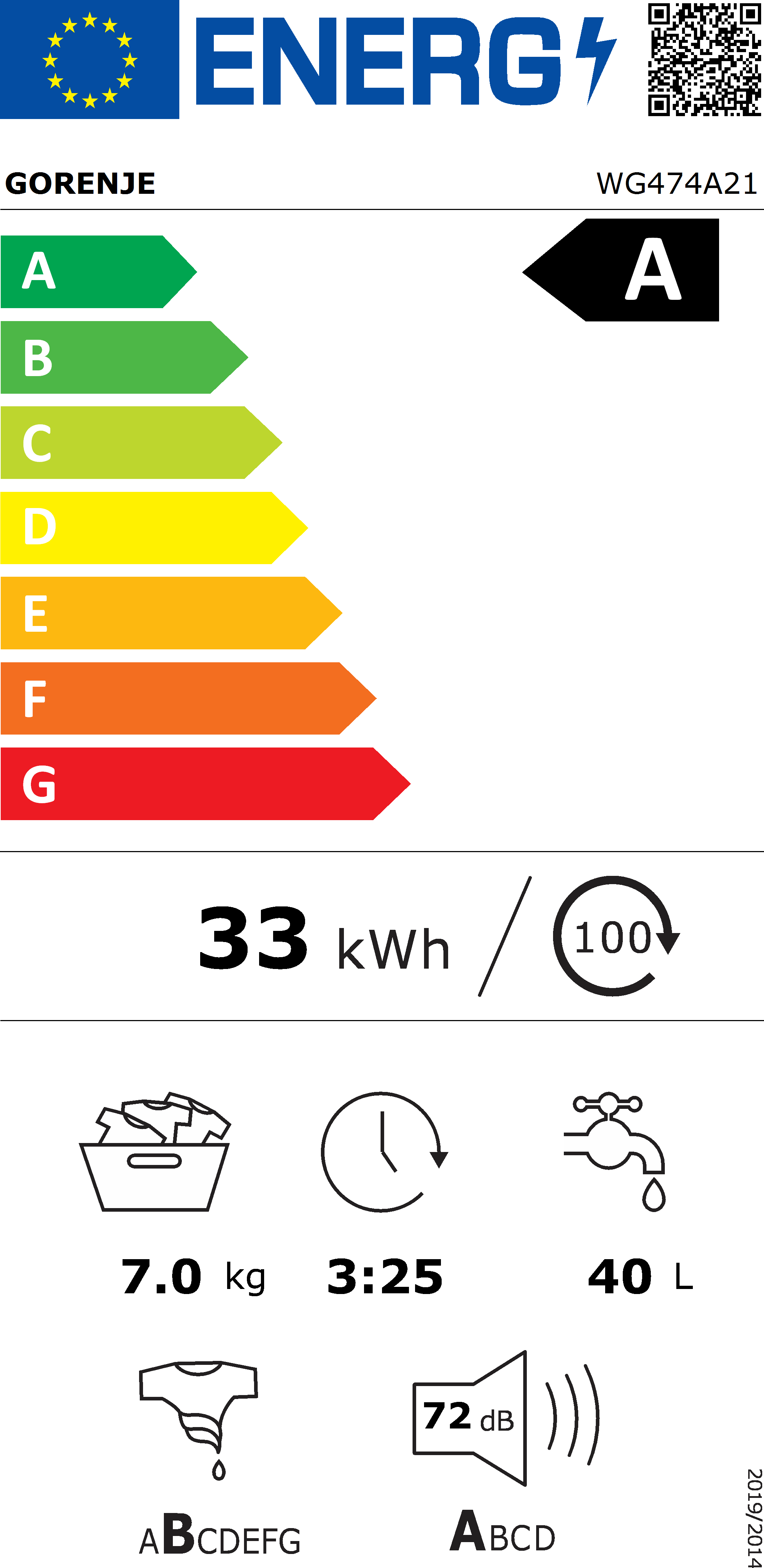 Gorenje Mašina za pranje veša WG 474A21 - 8 kg | WinWin